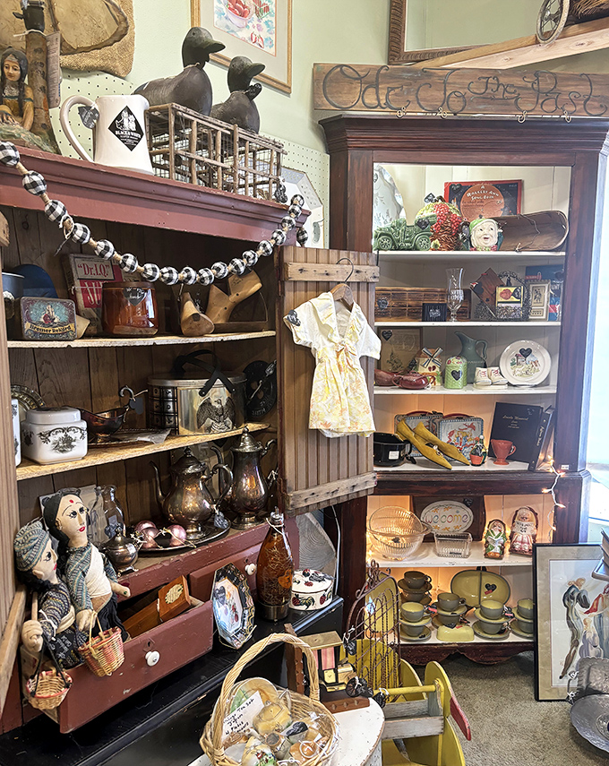 Every shelf tells a story in this booth, where vintage kitchenware and nostalgic toys create a time capsule of Americana.