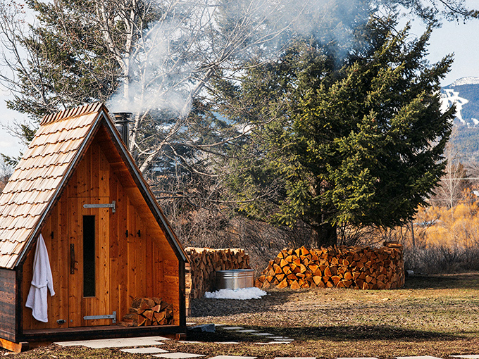 This tiny sauna cabin is the epitome of Montana relaxation&mdash;where sweating out yesterday's hiking adventures becomes today's main activity.