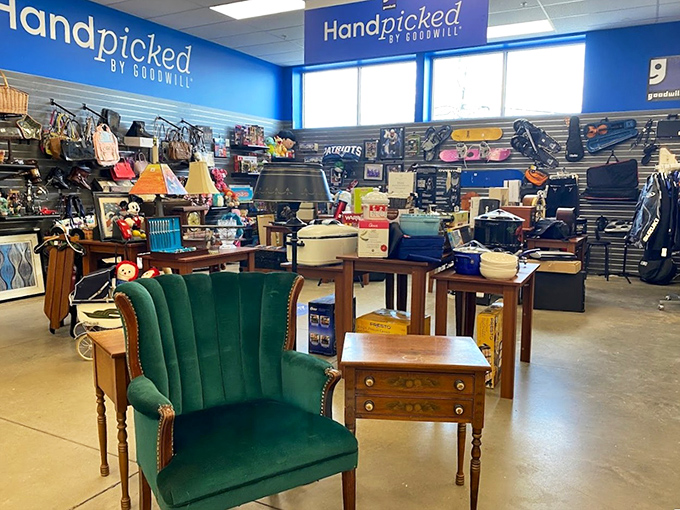 The "Handpicked" section showcases premium finds, like this emerald chair that's practically begging to become your reading nook.