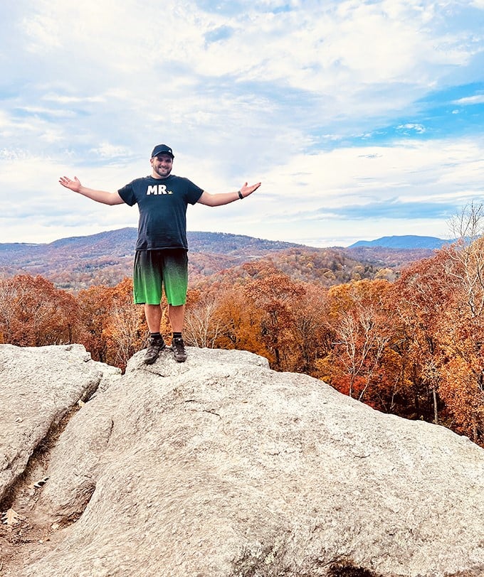 Autumn transforms the landscape into a patchwork quilt of warm colors. Standing here makes pumpkin spice lattes seem redundant.