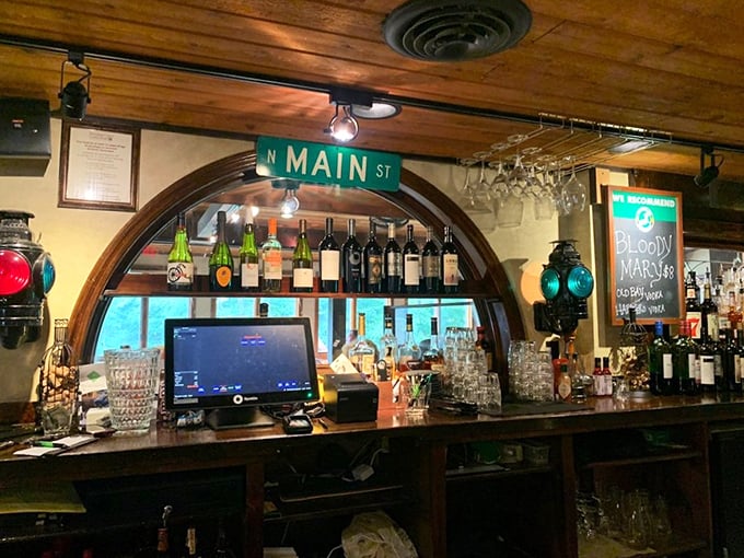 A bar that says "pull up a stool and stay awhile." The Main Street sign isn't just decor&mdash;it's where you are in the universe of good times.