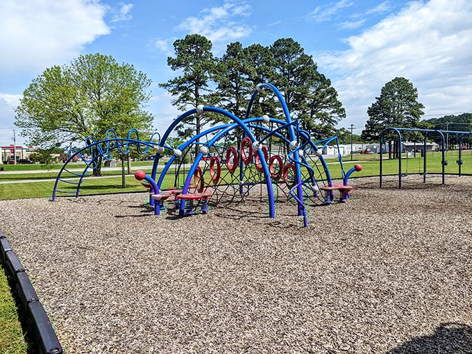 Batesville City Park's playground equipment stands colorful and inviting, perfect for when the grandkids visit. Your retirement budget stretches further when entertainment comes free.
