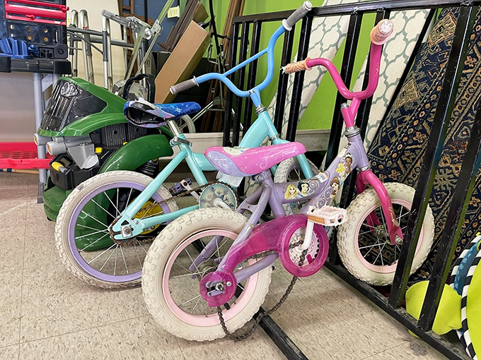 Bicycles waiting for their next adventure! These colorful rides could be the start of a child's summer memories&mdash;at a fraction of retail price.