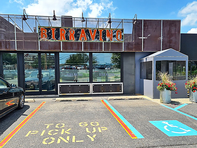 Birravino's industrial-chic exterior hints at the Italian goodness waiting inside. Those "Pick Up Only" spots have witnessed countless hungry pilgrimages.