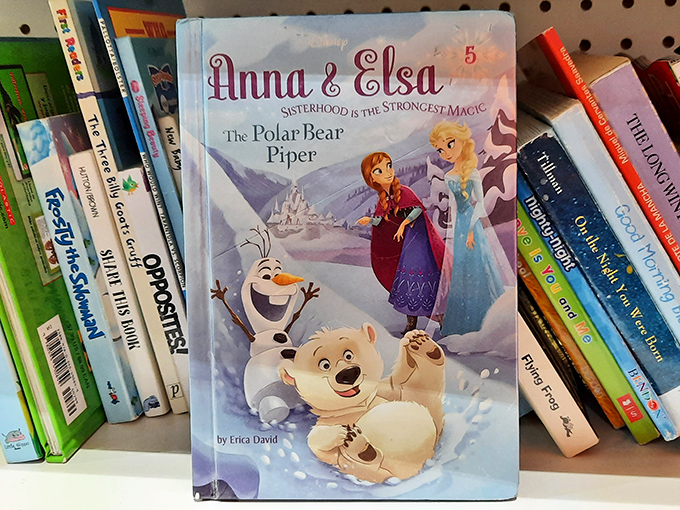 Children's books featuring beloved characters await new young readers. Anna and Elsa are ready for bedtime story duty in a new home.