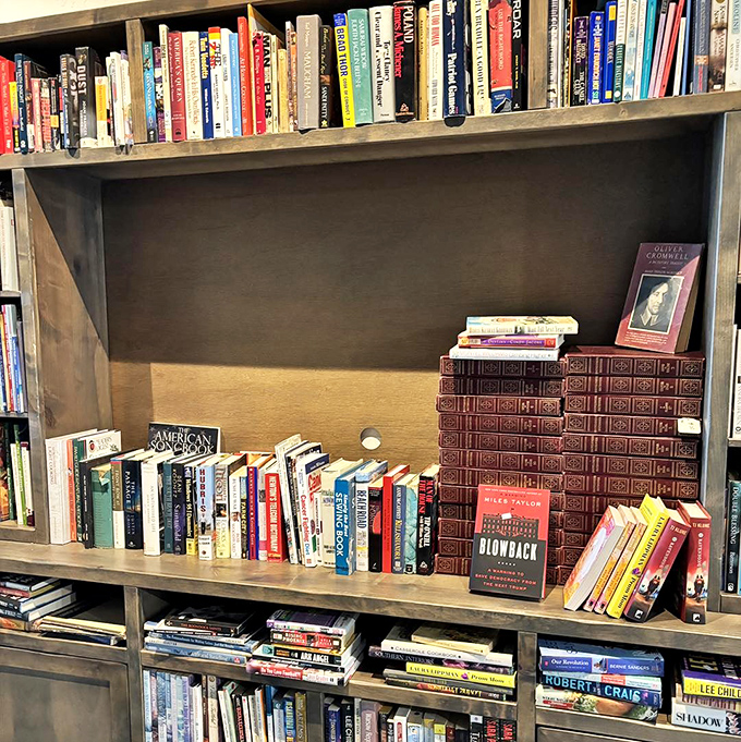 The book section: where literary treasures hide between forgotten bestsellers. Spot that Robert B. Parker mystery nestled among history tomes!