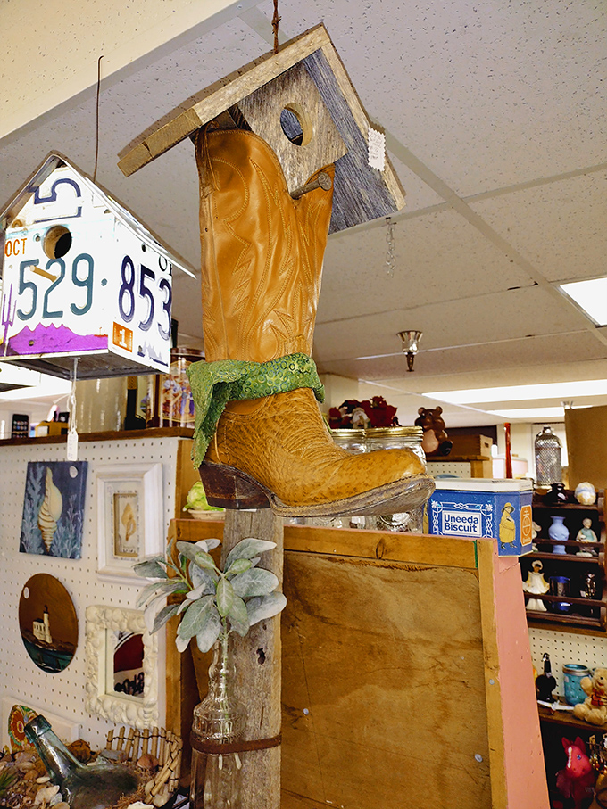 When cowboy boots retire, they become birdhouses&mdash;a perfect metaphor for the creative repurposing that makes vintage shopping magical.