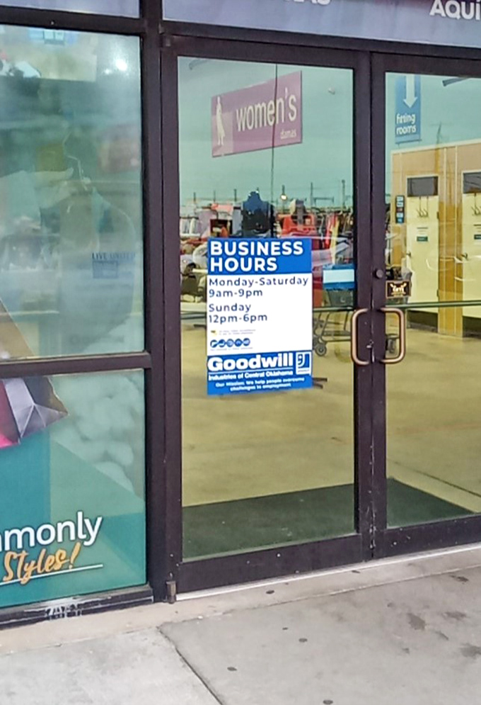 Business hours posted like a promise—nine to nine most days. The thrifting gods are generous with time, understanding that treasure hunting can't be rushed.