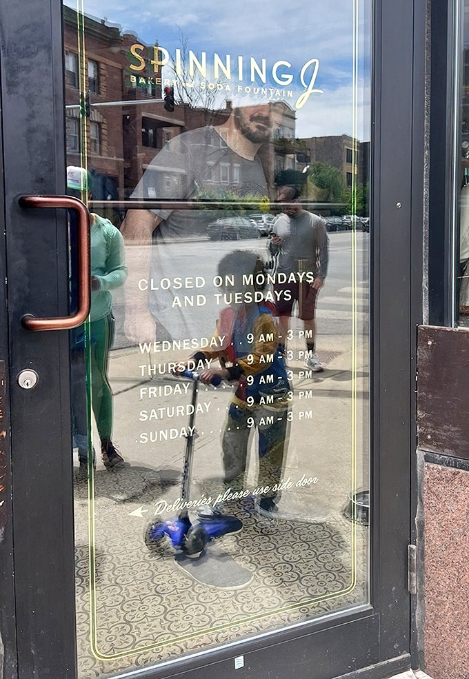 Business hours etched in gold like commandments from the dessert gods: "Remember the weekend and keep it sweet."