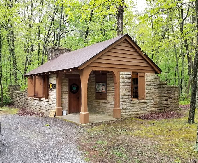 Straight out of a fairy tale, this stone cabin nestled among spring greenery makes you wonder if woodland creatures help with the housekeeping.