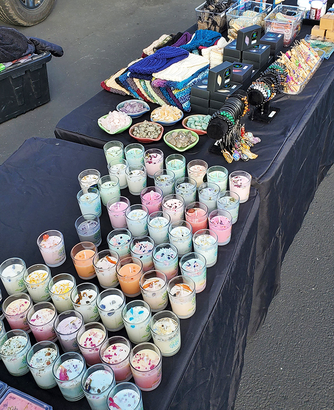 Homemade candles in every hue imaginable. Your nose will lead you here before your eyes do—sensory shopping at its finest.