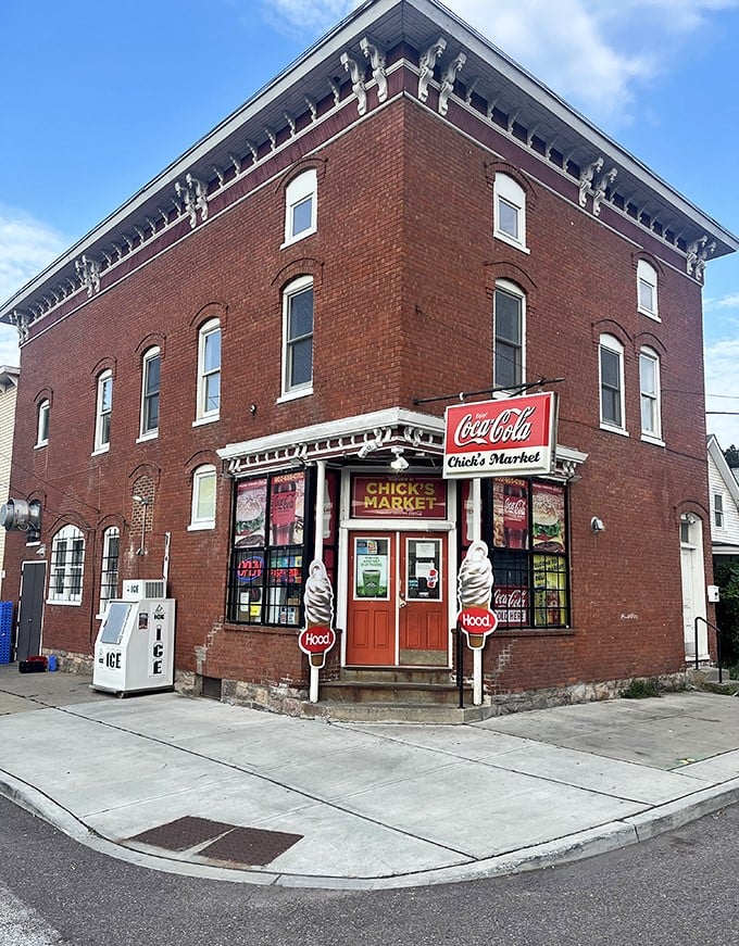 Chick's Market holds down the corner with vintage Coca-Cola signs that haven't changed since your parents were dating. 