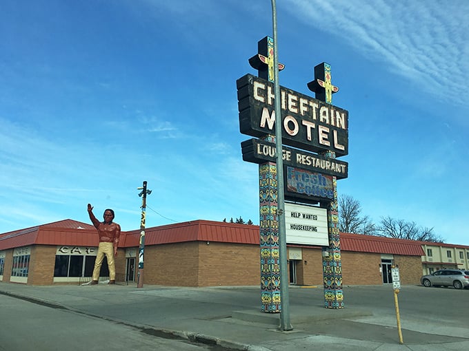 The Chieftain Motel sign stands as a neon beacon for weary travelers&mdash;a reminder of road trips before navigation apps ruled the world.