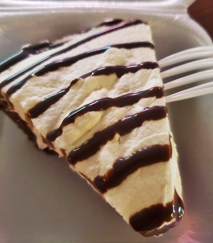 This isn't just chocolate pie&mdash;it's therapy on a plate. Those chocolate drizzles are like edible pinstripes on a dessert muscle car.