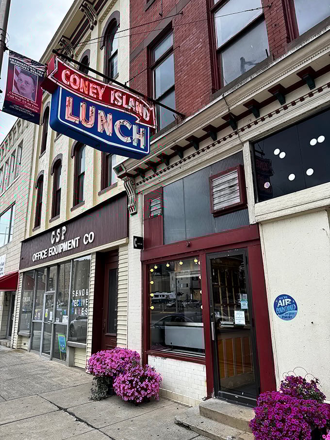 The iconic Coney Island Lunch sign promises comfort food classics that have satisfied Shamokin appetites for generations.