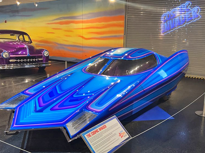 The futuristic "Cosmic Invader" concept car looks like it drove straight off the set of a sci-fi movie, proving Corvette designers aren't afraid to dream in technicolor.