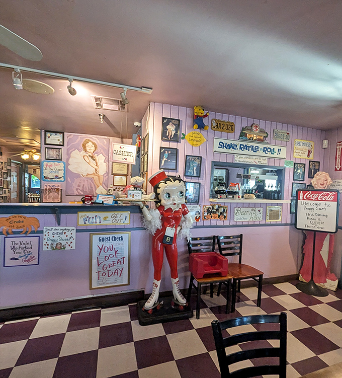 The pink counter where nostalgia is served with a side of sass. That Betty Boop figurine has seen things&mdash;mostly delicious things.