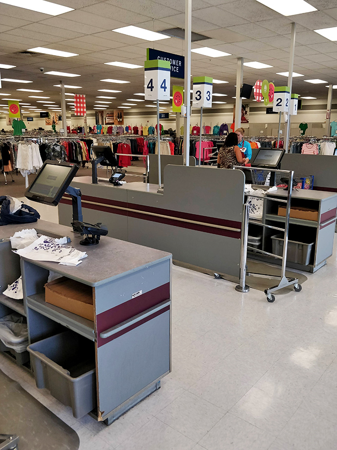 Checkout central, where your thrifting victories are tallied and the damage to your wallet is surprisingly minimal.