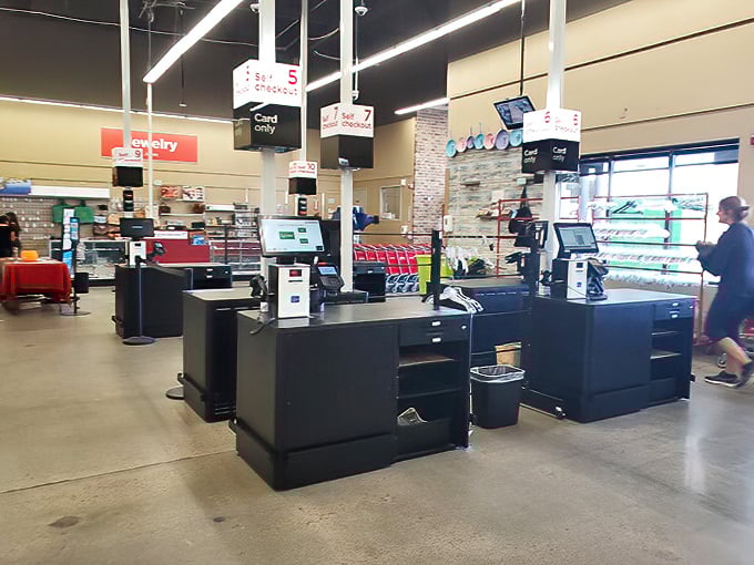 Checkout lanes: the final frontier between you and your thrifting treasures. Will you add that impulse-buy ceramic cat to your haul?