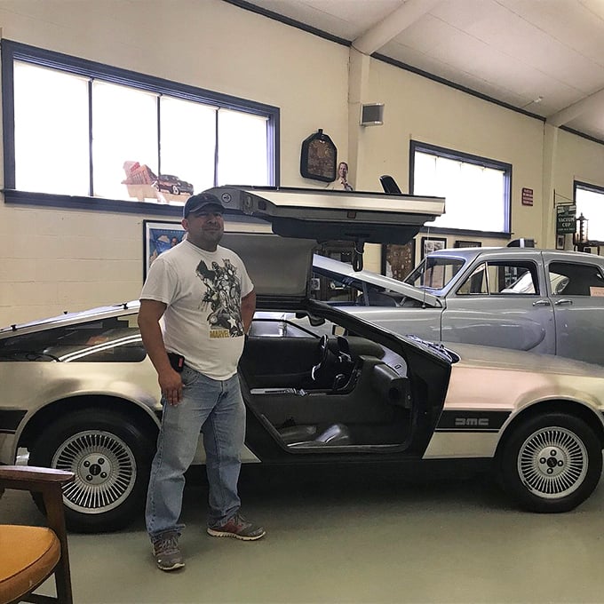 Great Scott! This DeLorean with its iconic gull-wing doors open looks ready for time travel &ndash; just add a flux capacitor and you're off to 1955.