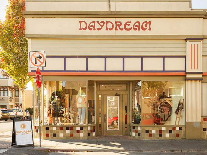 Daydream boutique captures Arcata's bohemian spirit with its retro signage and carefully curated window displays of artisanal treasures.
