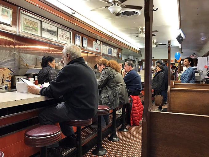 The counter fills with regulars and first-timers alike, all equal in the democracy of diner seating.