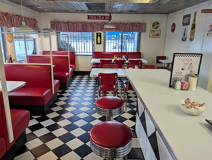 A quiet moment in diner paradise&mdash;where every booth tells a story and every table has hosted countless conversations over countless cups of coffee.