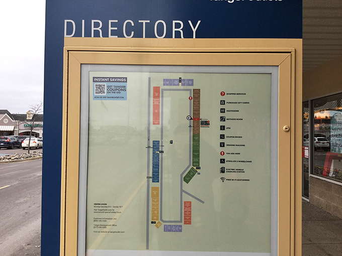 The outlet mall directory &ndash; part treasure map, part strategic battle plan for conquering maximum stores with minimum walking distance.