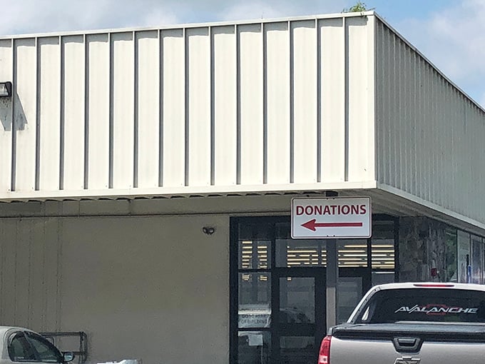 Follow the arrows to drop off donations&mdash;the lifeblood of this thrifting ecosystem where one person's "no longer sparks joy" becomes another's jackpot.