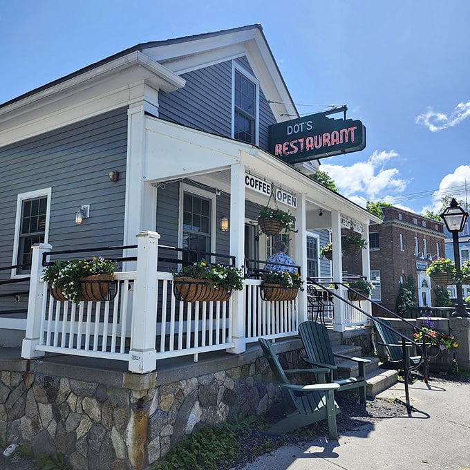 Dot's porch isn't just an entrance&mdash;it's Wilmington's front row to small-town life. Those hanging flower baskets have witnessed countless morning coffees and local gossip.