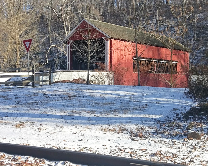 Jack Frost's light dusting transforms the approach to Wooddale Bridge into a winter wonderland that would make any holiday movie director jealous.