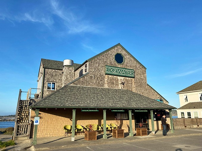 Edgewaters Restaurant sits at that sweet spot where rustic coastal architecture meets ocean views—a place where even a simple cup of chowder feels like a special occasion.