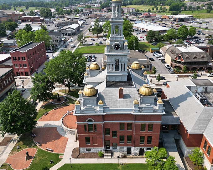 The iconic courthouse with its gleaming domes anchors downtown like a grand old lady who's aged gracefully. History and function blend beautifully in this landmark.