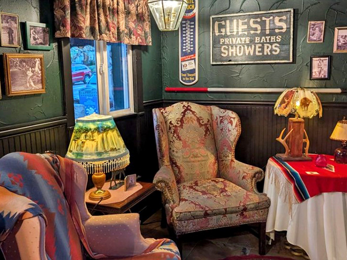 The lounge area whispers, "Stay awhile, what's your hurry?" Those vintage chairs have cradled more secrets than a small-town hairdresser. 
