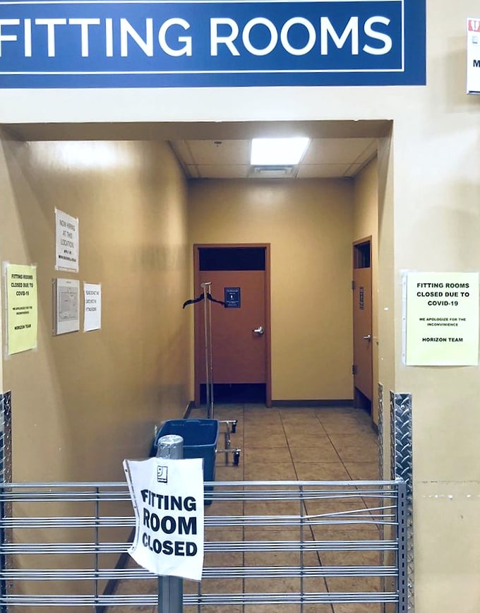 Fitting rooms&mdash;temporarily closed but representing the thrill of the try-on. Will that vintage jacket transform you? Only one way to find out!