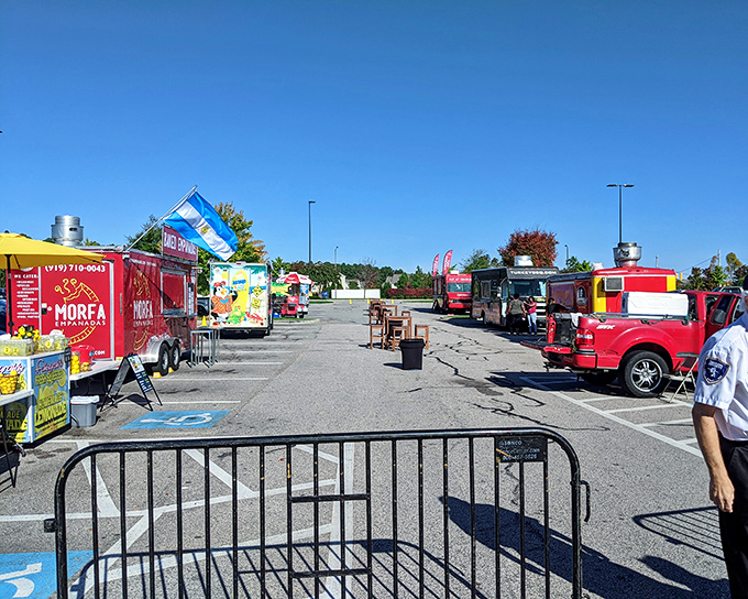 Food truck alley provides essential refueling for marathon shoppers. Because bargain hunting burns calories that only street tacos can properly replace.