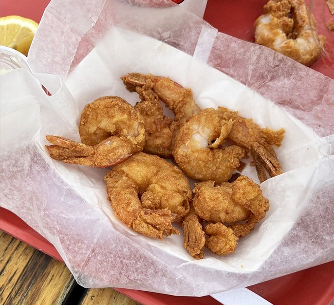 Fried shrimp that crunch louder than your aunt walking across that squeaky floorboard at 2 a.m.
