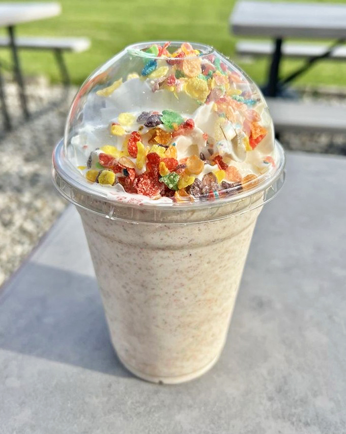 The Fruity Pebbles milkshake is Saturday morning cartoons in a cup &ndash; childhood nostalgia with a grown-up execution that's worth every calorie.