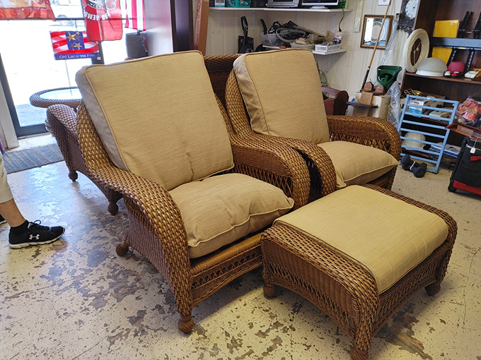 Wicker furniture that belongs on a Southern veranda with a glass of sweet tea. Just add a porch and a lazy afternoon.