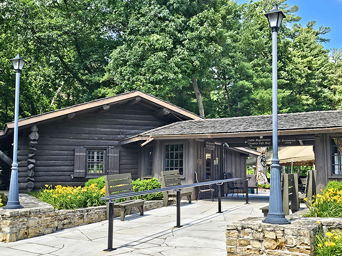 The historic lodge building serves comfort food in surroundings that make you feel like a time-traveling dinner guest.