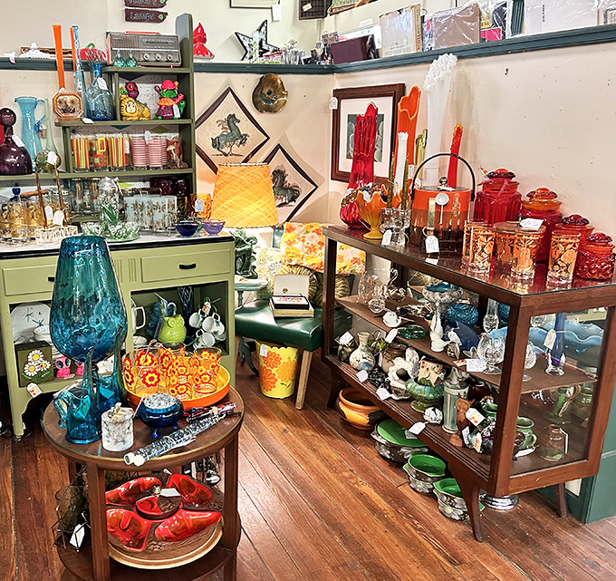 A color explosion of vintage glassware that would make your grandmother swoon. Mid-century entertaining never looked so vibrant!