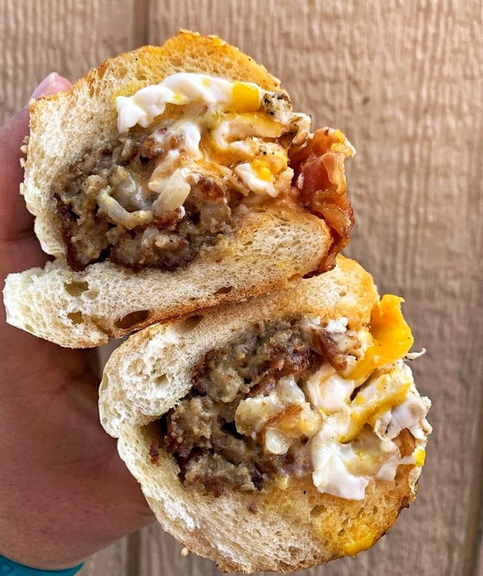 The cross-section tells the whole story &ndash; meat, cheese, and bread in perfect harmony, like a culinary jazz trio that's been playing together for decades.