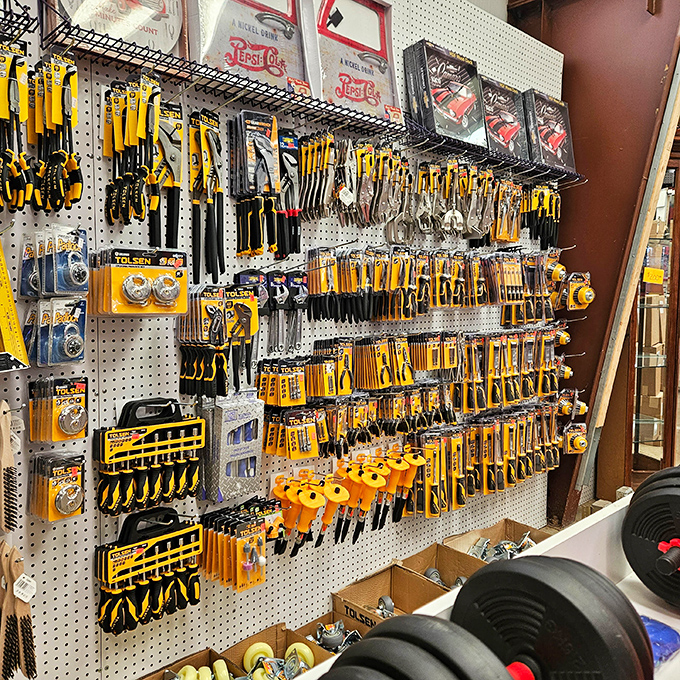 Tool collectors and DIY warriors face their version of paradise when confronted with this perfectly organized pegboard wall display.
