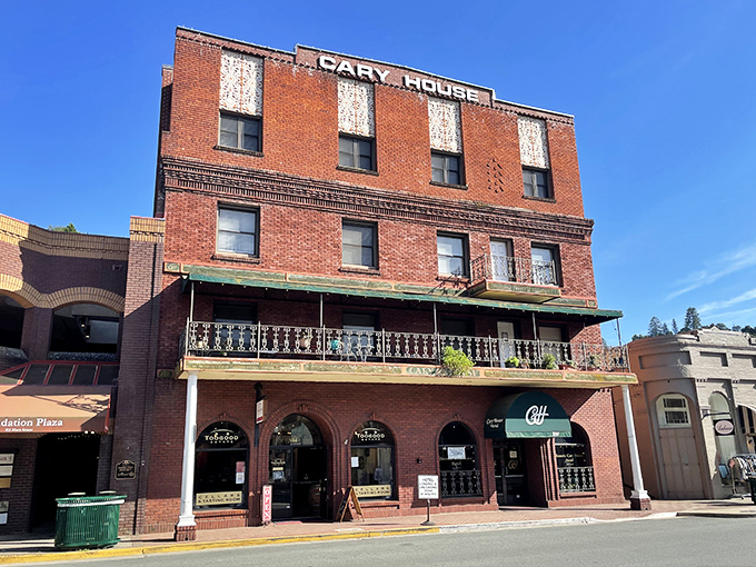 The historic Cary House Hotel stands as a brick sentinel on Main Street, offering visitors a taste of Victorian elegance with modern amenities.