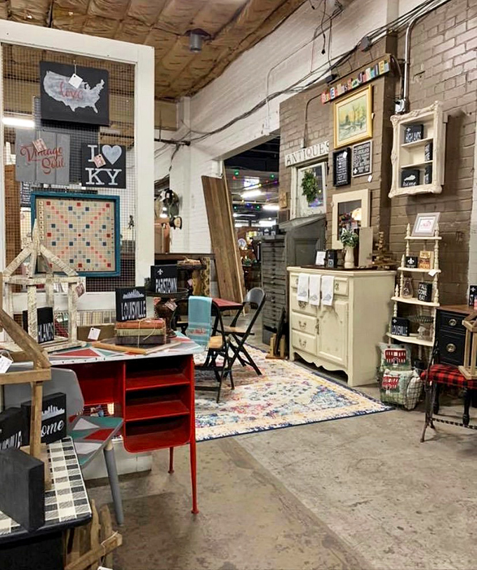 This painted brick wall announces treasures within, from Art Deco to vinyl&mdash;basically a history lesson you can purchase.