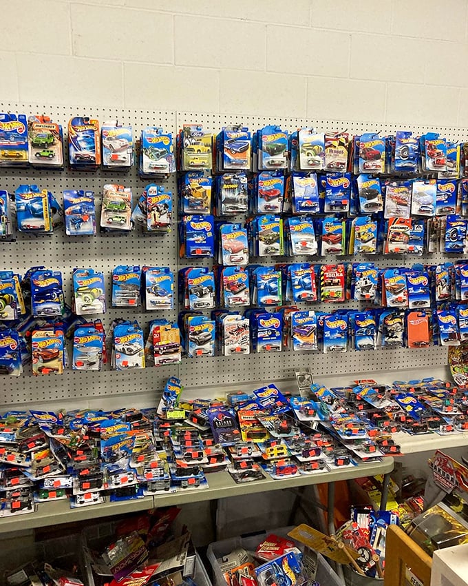 Hot Wheels paradise! These tiny treasures in their original packaging are worth far more than their weight in die-cast metal.