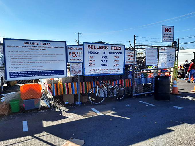 The rules of engagement clearly posted. Like the pirate's code, they're more guidelines than actual rules, especially when haggling is involved. 