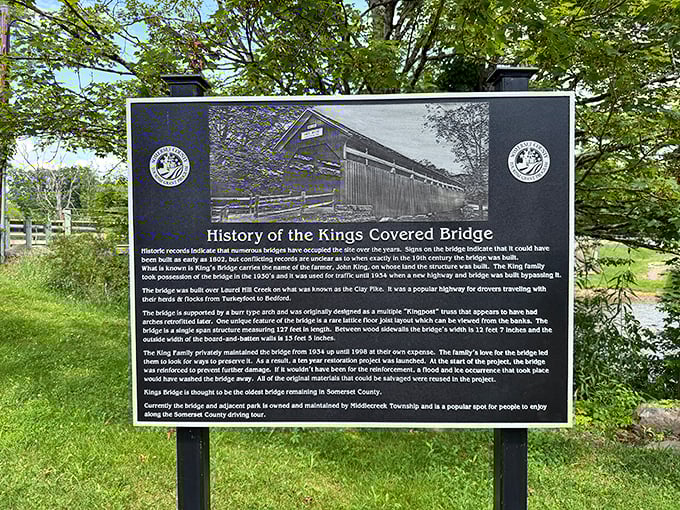 History lessons don't get more picturesque than this&mdash;the informational sign offers context while the bridge itself delivers the experience.