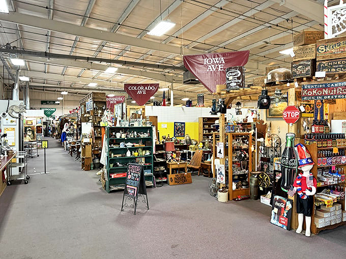 Wide aisles and vendor booths create a small town of memories under one massive roof.