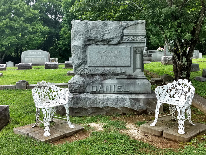 Jack Daniel's final resting place draws visitors from around the world, who come to pay respects with the occasional toast&mdash;though never in dry Moore County.